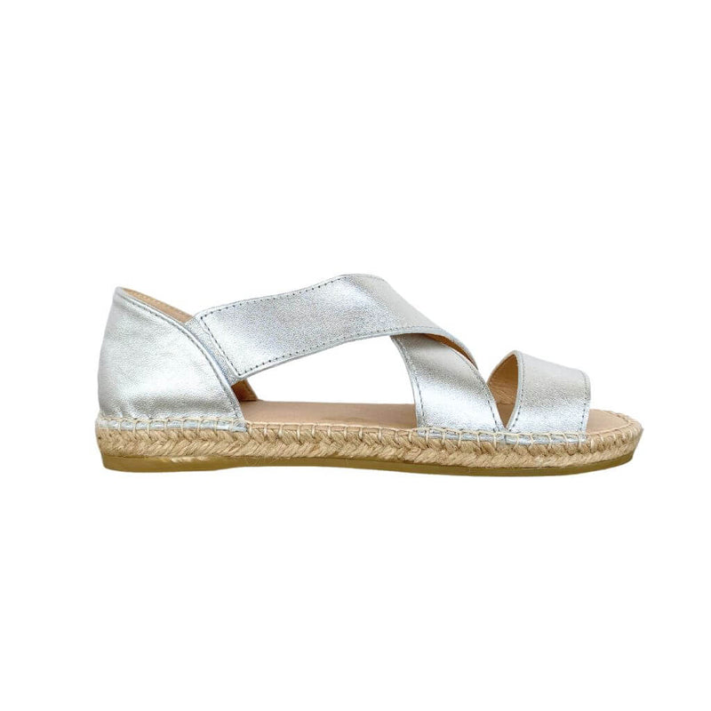 Beach Espadrille in Metallic Silver - Shoeq