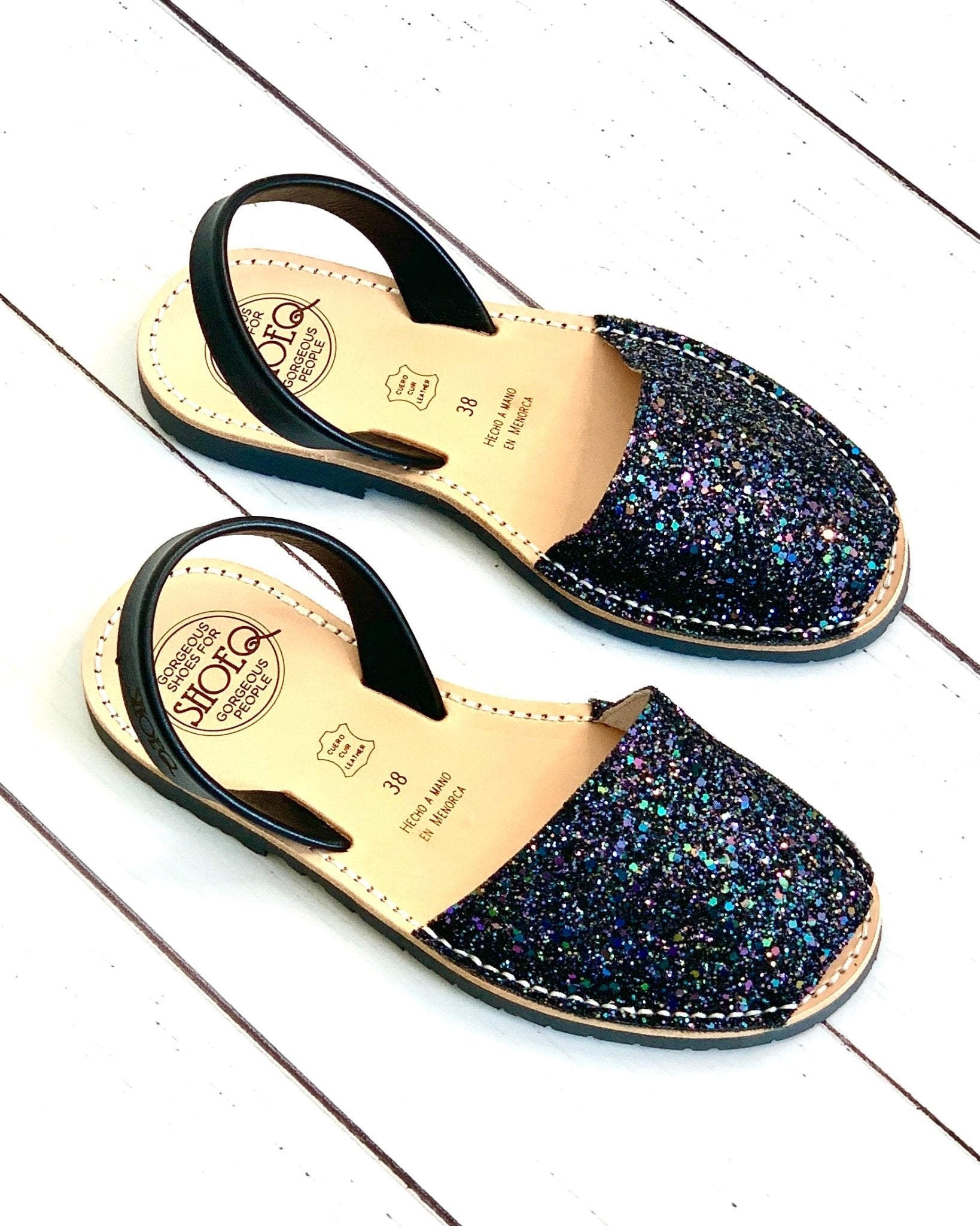 Classic Avarca in Galaxy Glitter - Handmade Spanish Shoes for Women - Shoeq