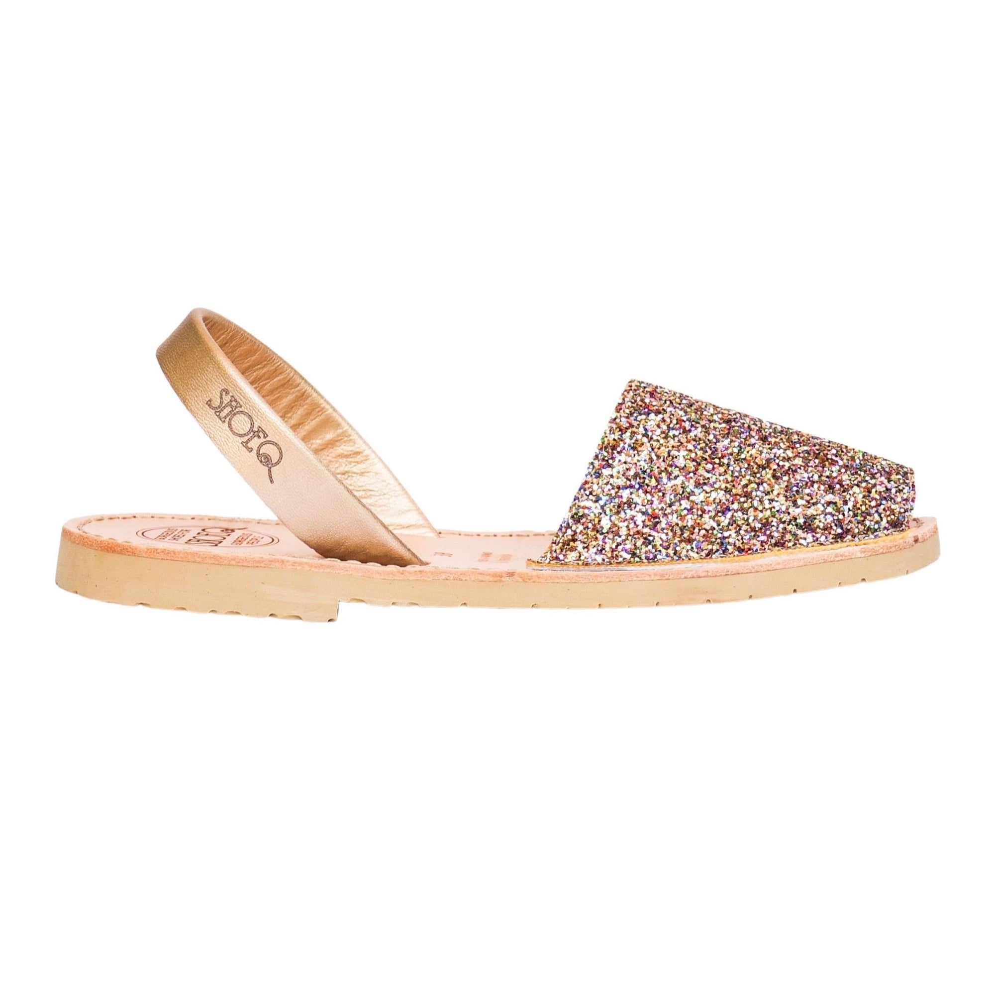 Classic Avarca in Rainbow Glitter -Handmade Spanish Shoes for Women - Shoeq